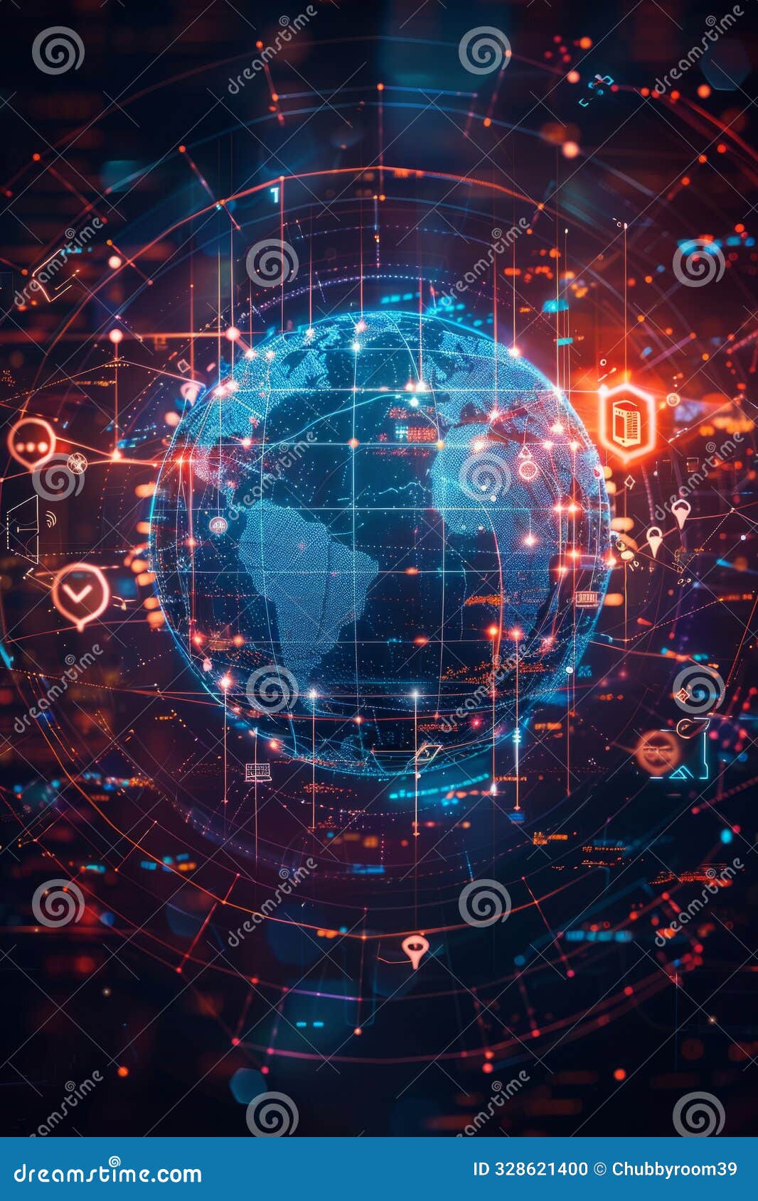 The Illustration Showcases Global Security in the Digital Realm with a ...