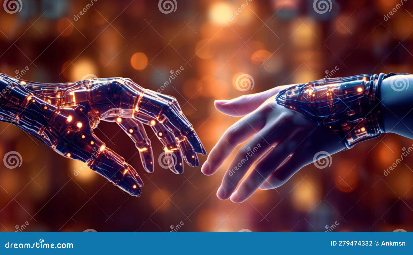 Illustration Showcases the Synergy between a Robot and a Human, Hand ...