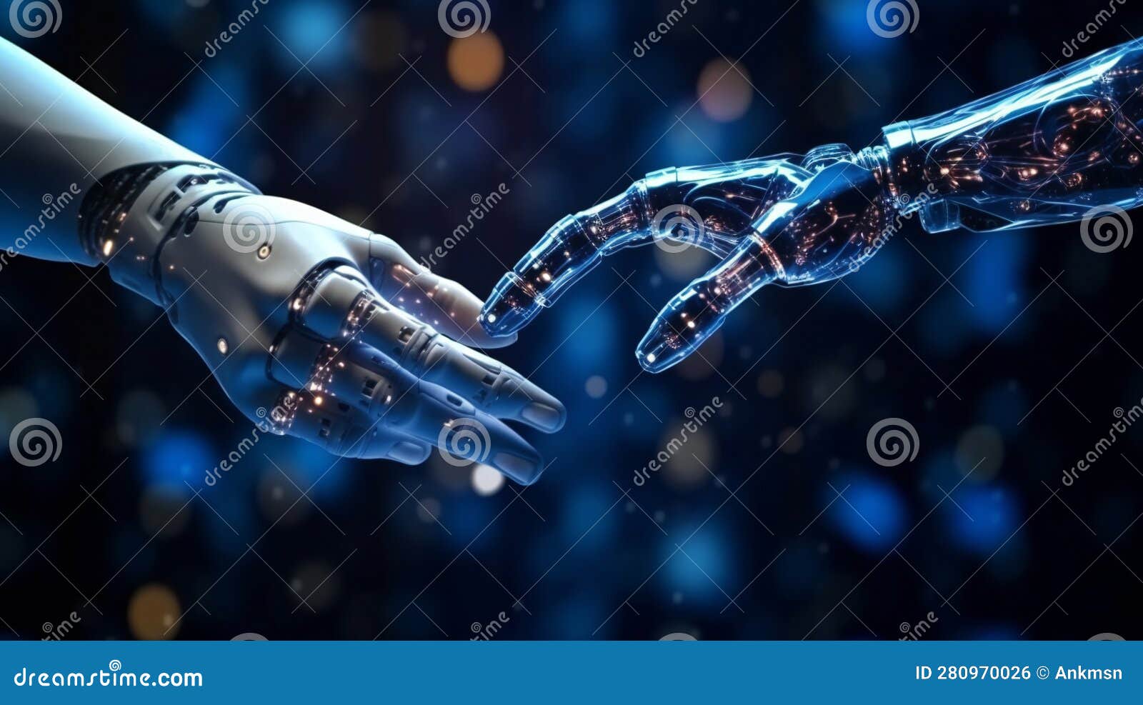 Illustration Showcases the Synergy between a Robot and a Human, Hand ...