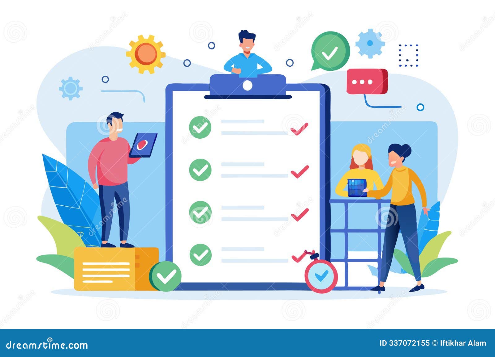 This Illustration Showcases a Team Engaged in a Planning Meeting with ...