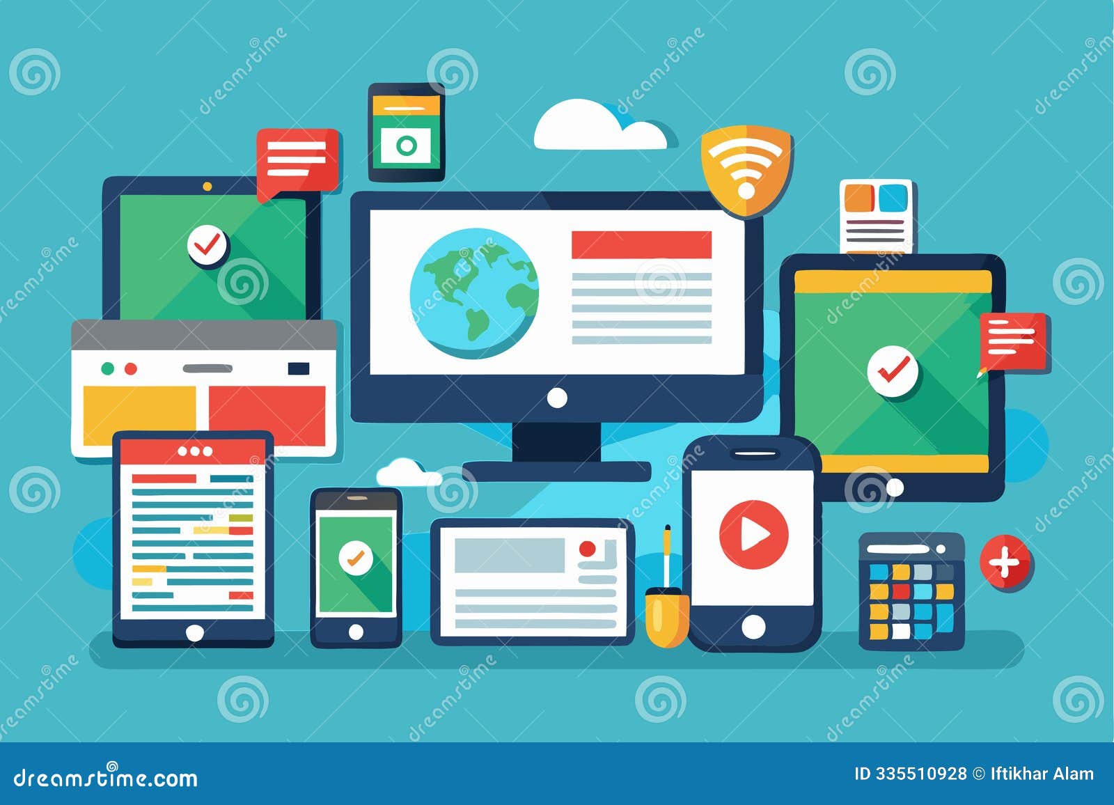 This Illustration Showcases Various Customizable Web Devices Designed ...