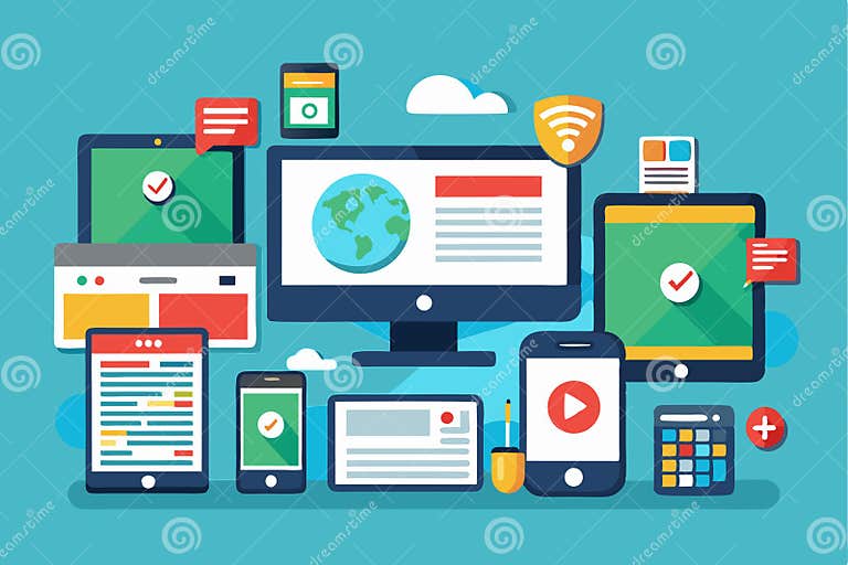 This Illustration Showcases Various Customizable Web Devices Designed ...