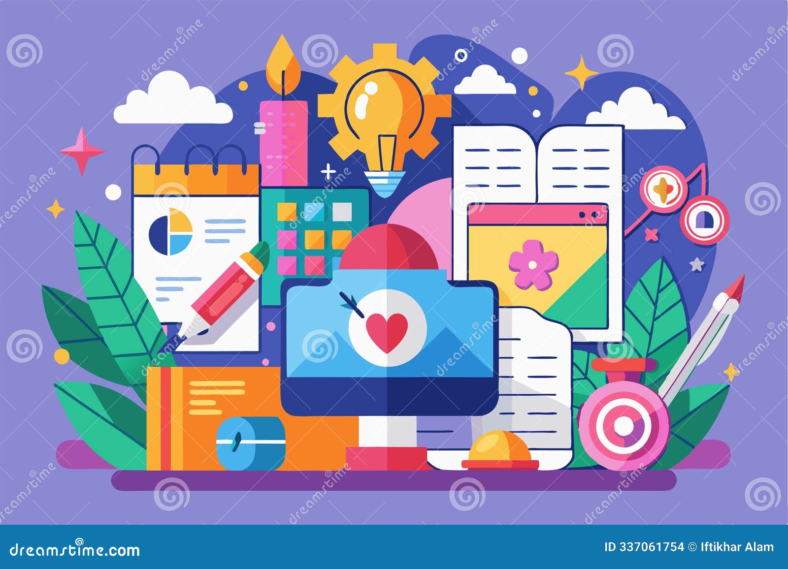 This Illustration Showcases Various Tools and Symbols for Inspiration ...