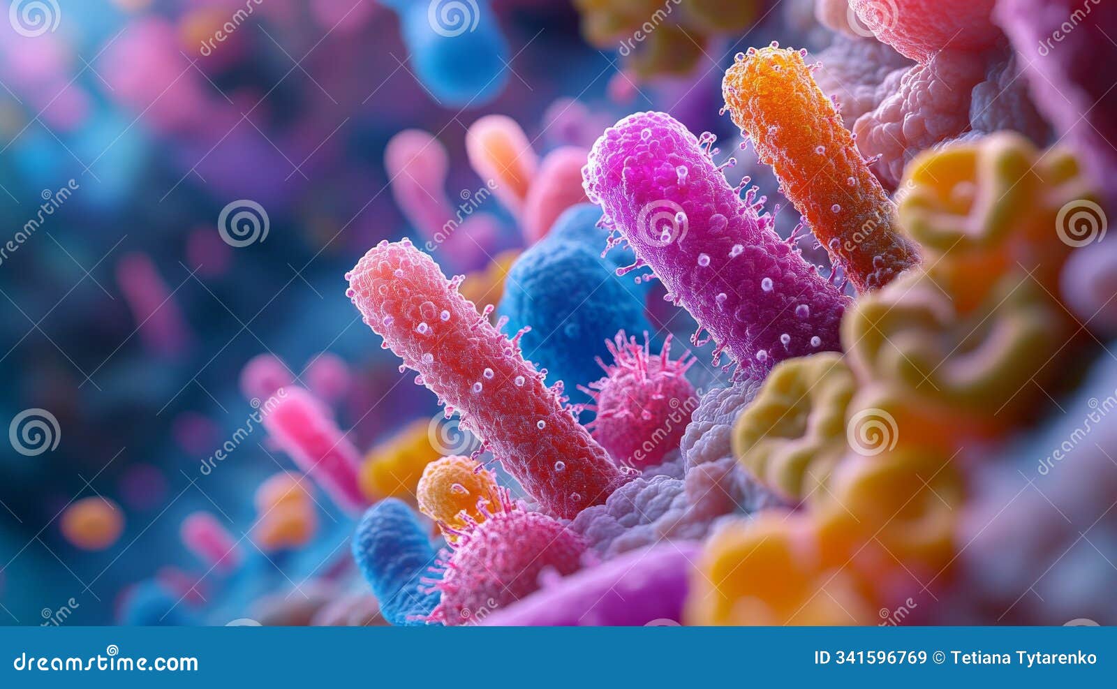 Illustration Showcasing the Diverse Microbiome in the Human Digestive ...