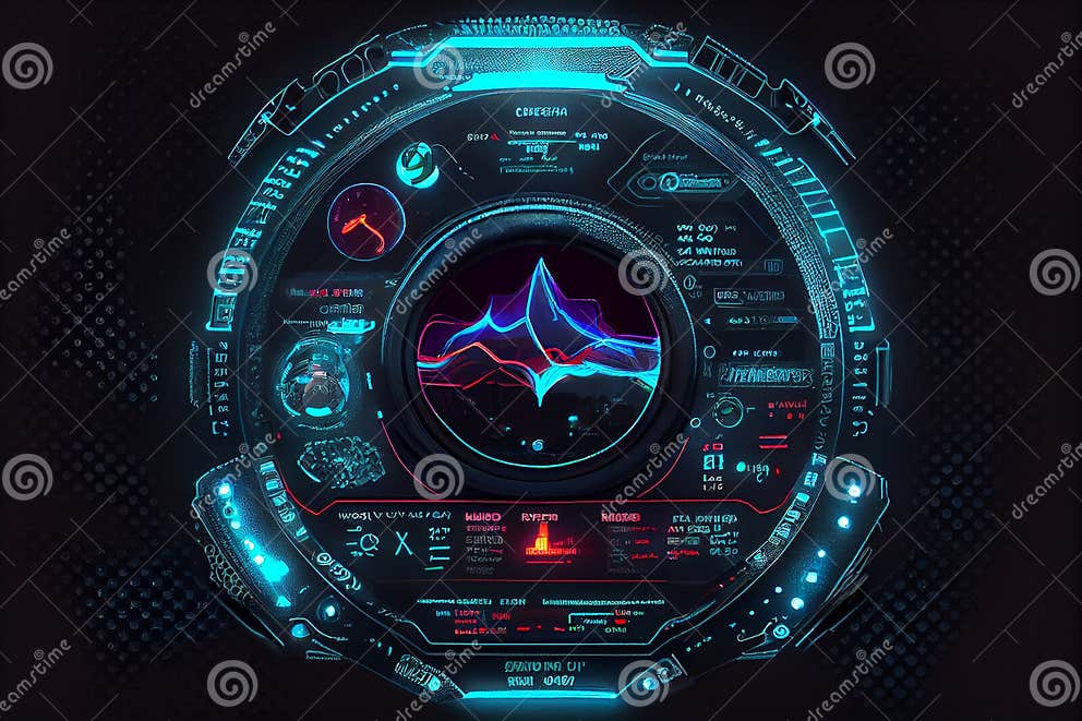 An Illustration Showcasing a Futuristic HUD Interface, Featuring ...