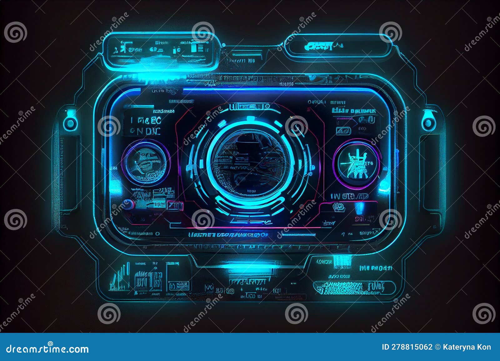 An Illustration Showcasing a Futuristic HUD Interface, Featuring ...