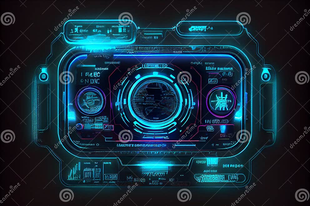 An Illustration Showcasing a Futuristic HUD Interface, Featuring ...