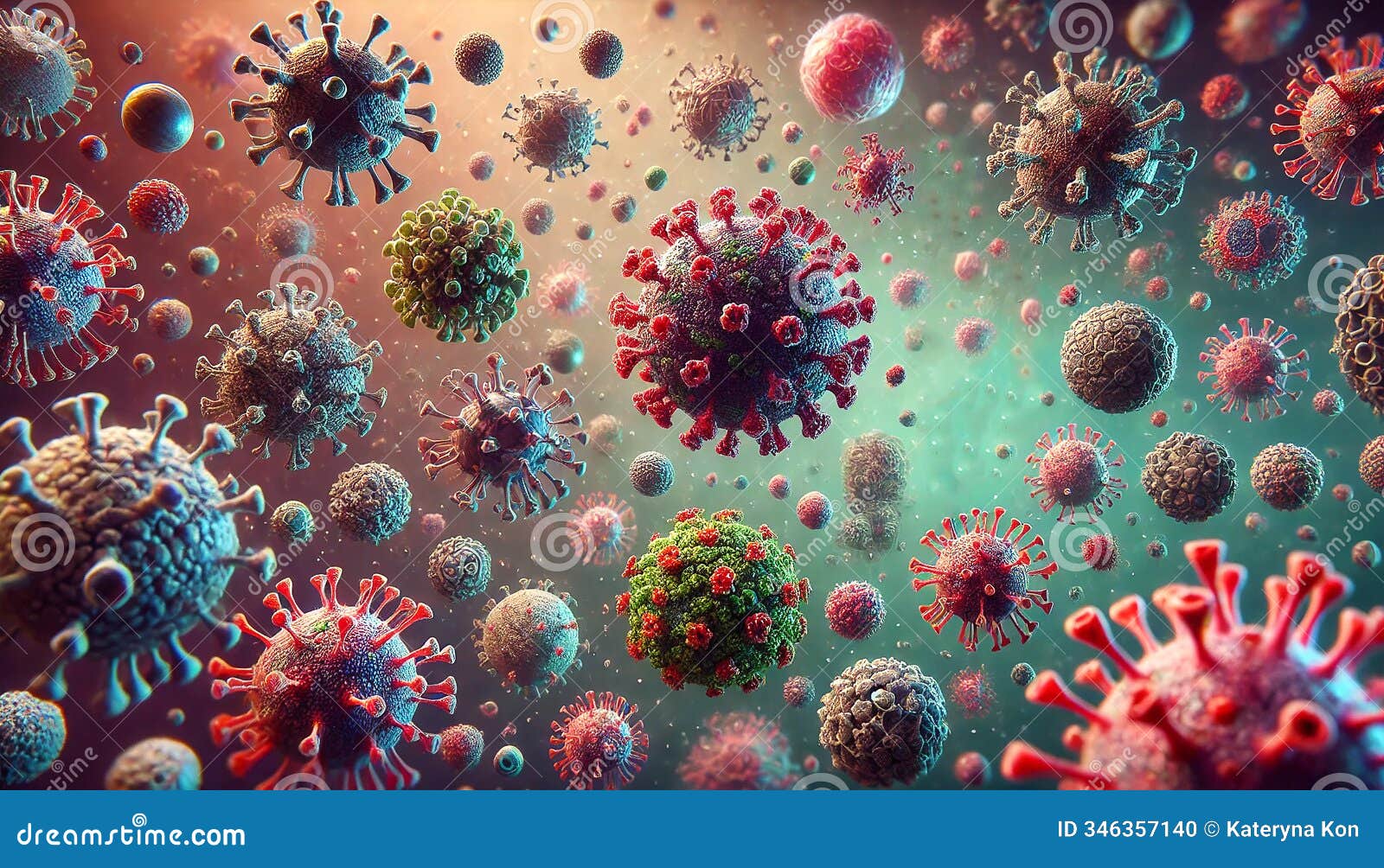 An Illustration Showcasing Viruses of Various Shapes, Including ...