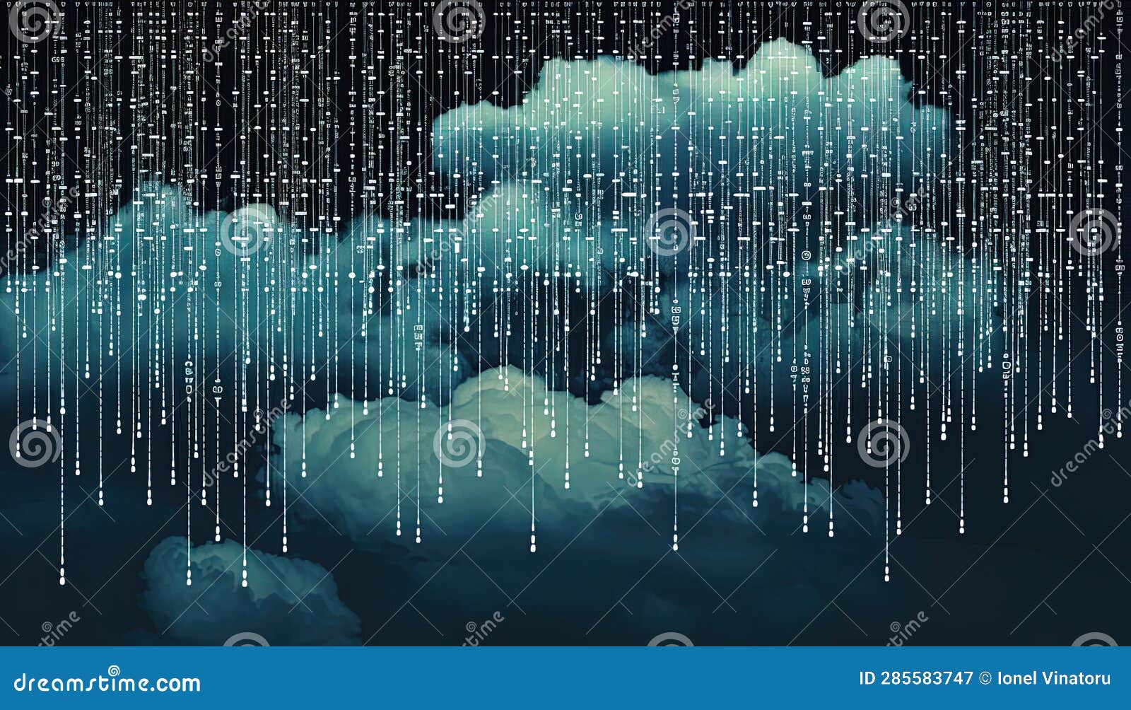 Illustration Showing Data As Rain Falling from the Virtual Cloud Onto ...