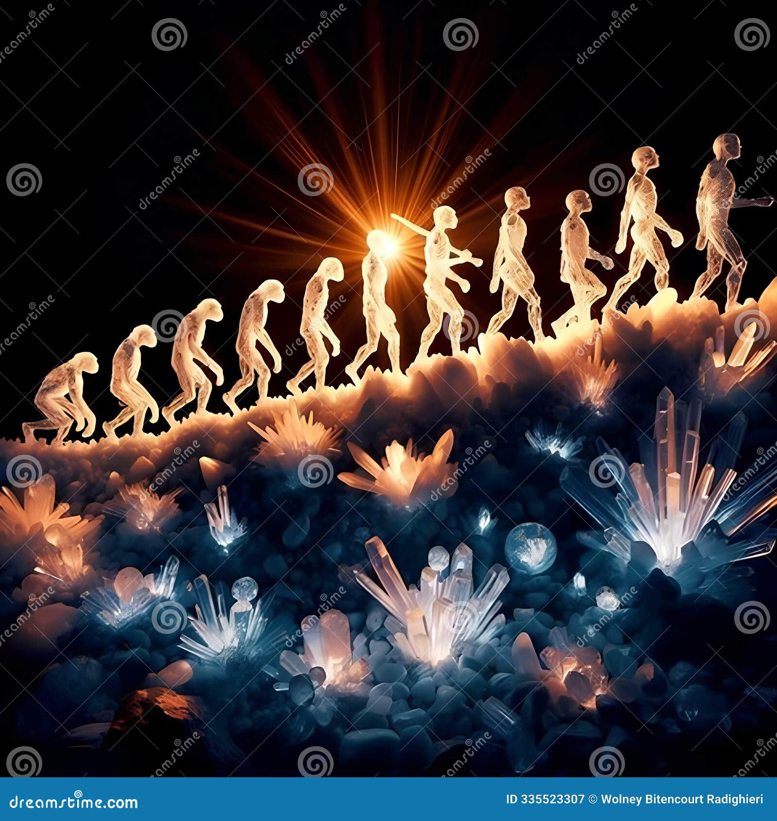 Illustration Showing the Evolution of the Human Species Stock ...
