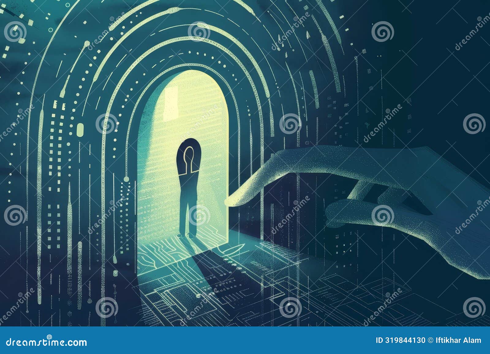 An Illustration Showing a Hand Extending Towards an Open Door ...