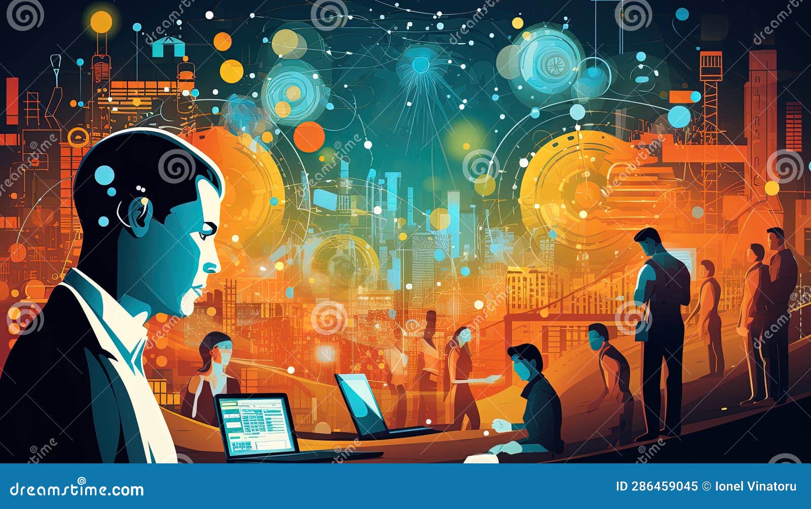 Illustration Showing How Technological Advances Reshape the Workforce ...