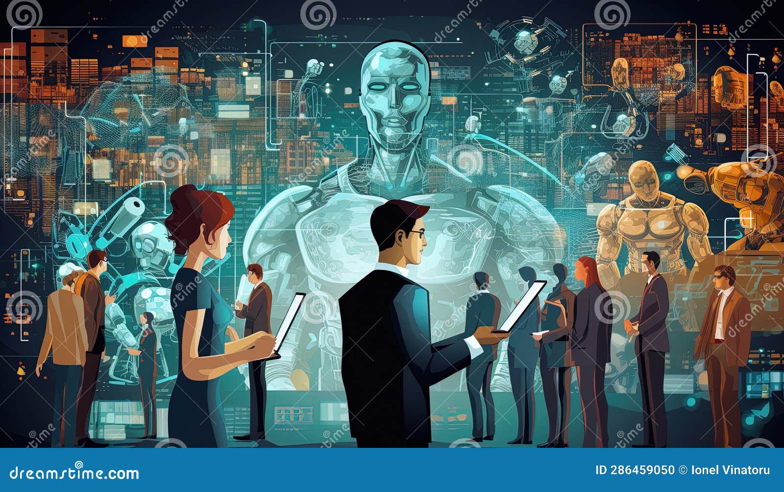 Illustration Showing How Technological Advances Reshape the Workforce ...