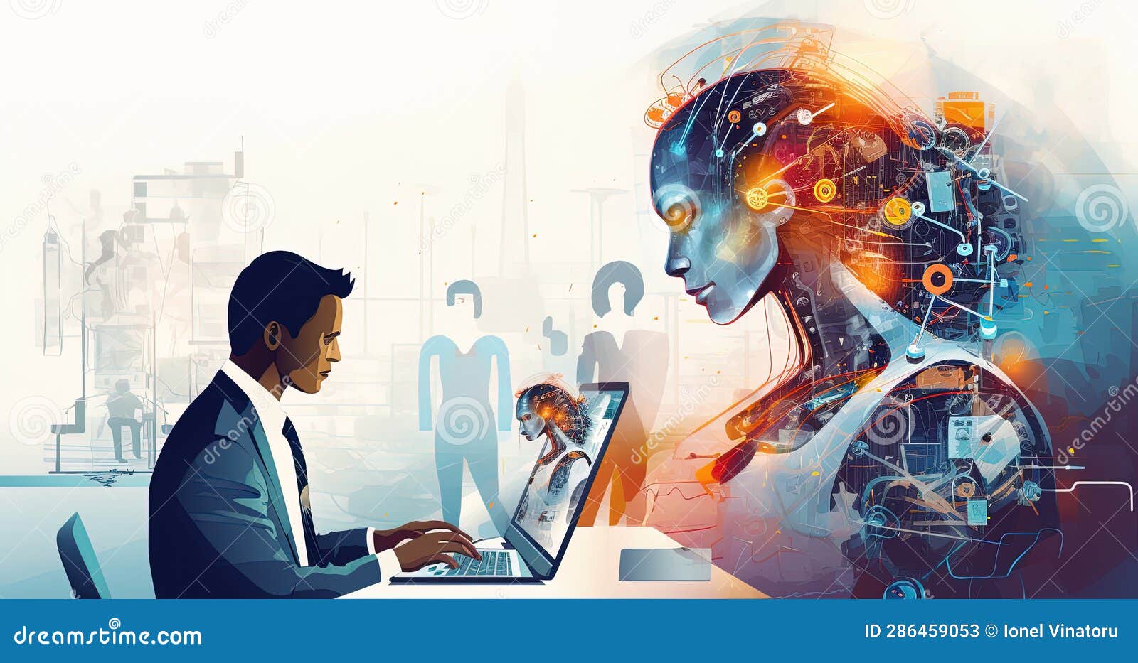 Illustration Showing How Technological Advances Reshape the Workforce ...