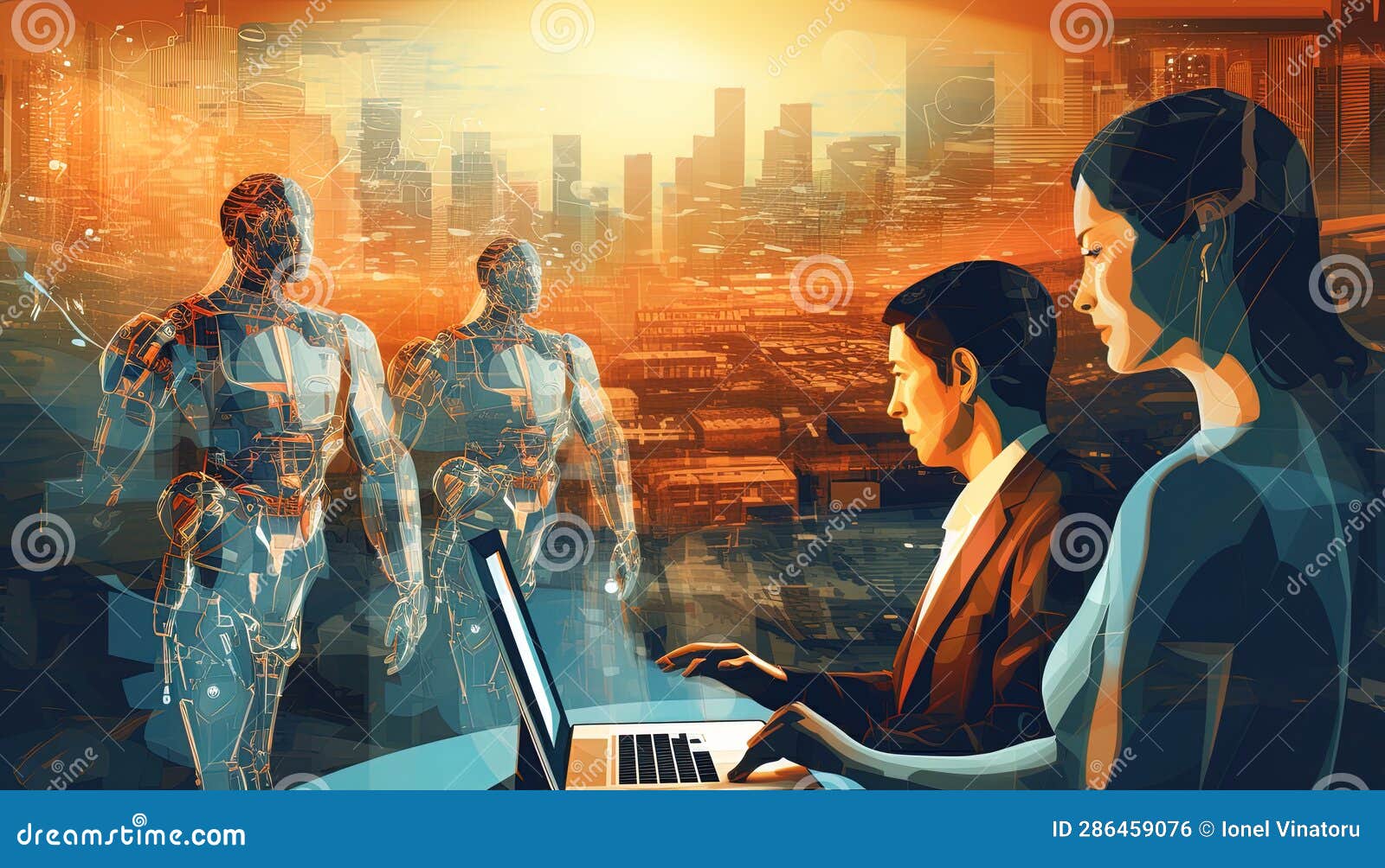 Illustration Showing How Technological Advances Reshape the Workforce ...