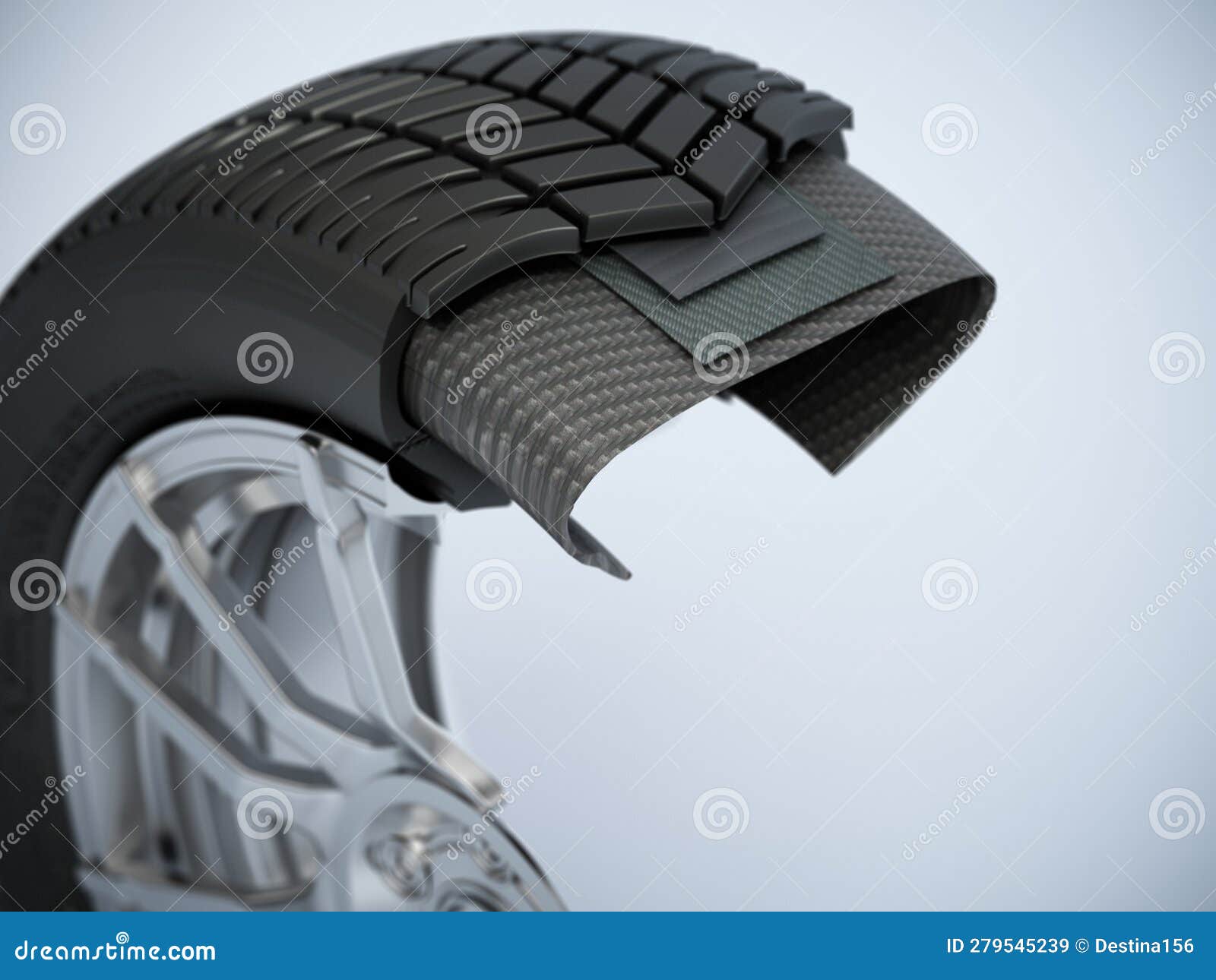 Illustration Showing Inner Structure of Car Tyre and Wheel on Gray ...