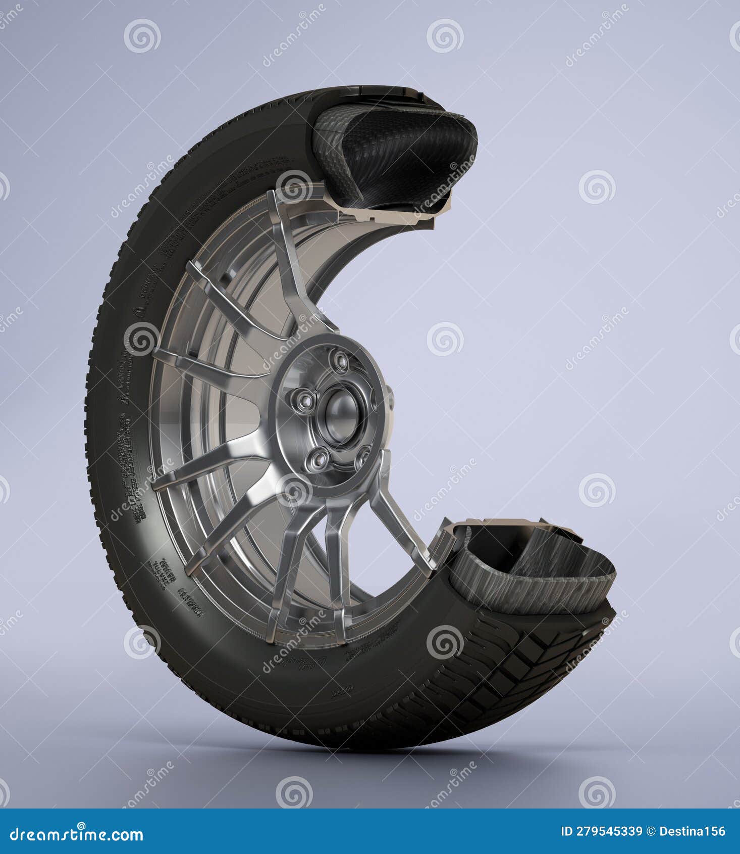 Illustration Showing Inner Structure of Car Tyre and Wheel on Gray ...
