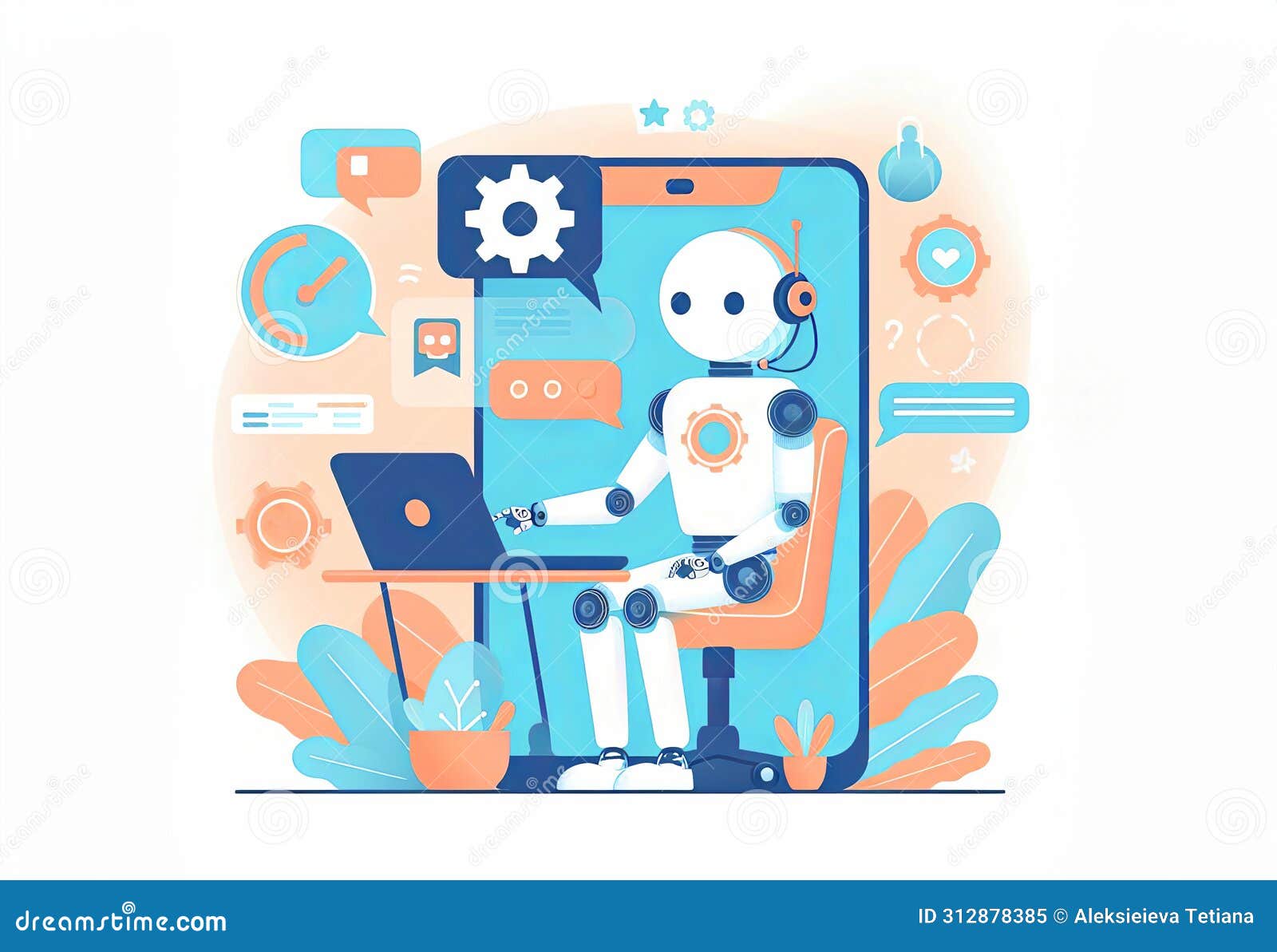 An Illustration Showing the Work of People with Artificial Intelligence ...