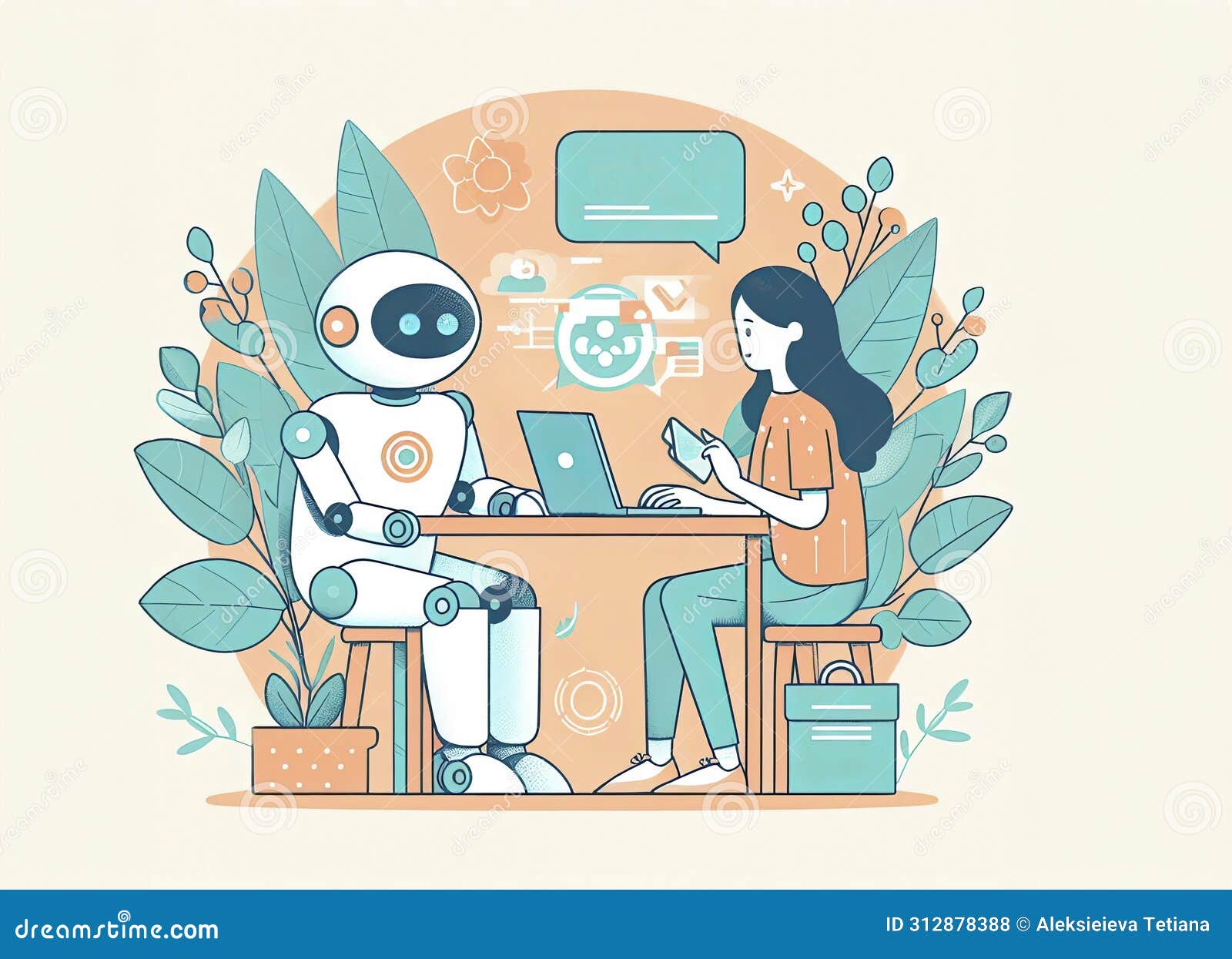 An Illustration Showing the Work of People with Artificial Intelligence ...