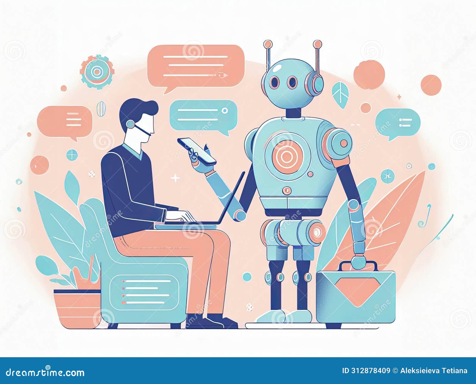 An Illustration Showing the Work of People with Artificial Intelligence ...