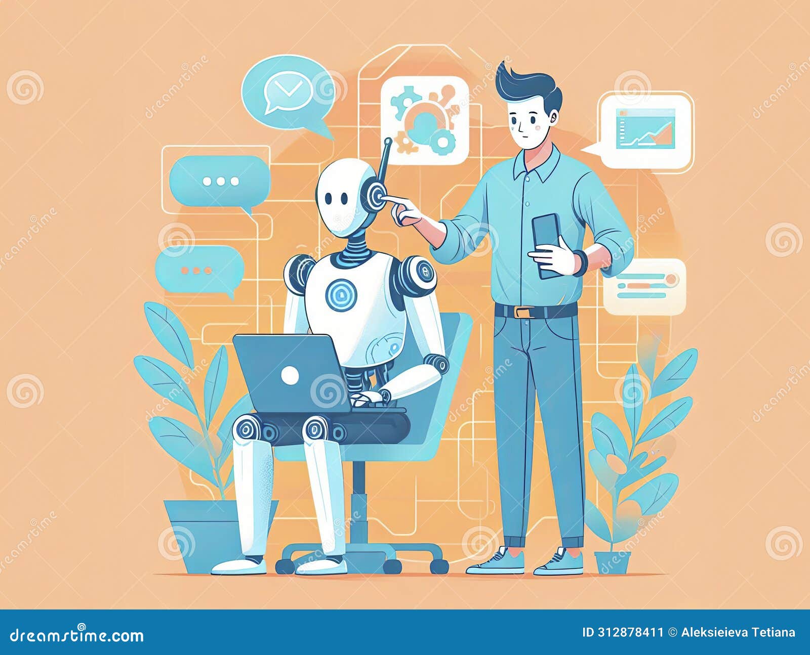 An Illustration Showing the Work of People with Artificial Intelligence ...