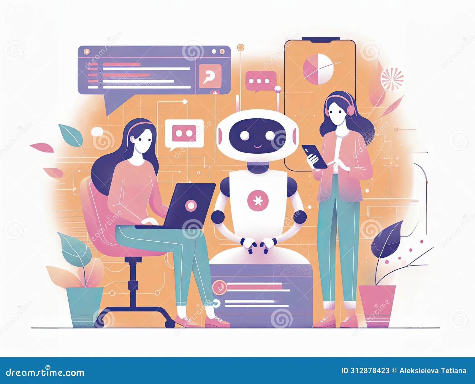 An Illustration Showing the Work of People with Artificial Intelligence ...