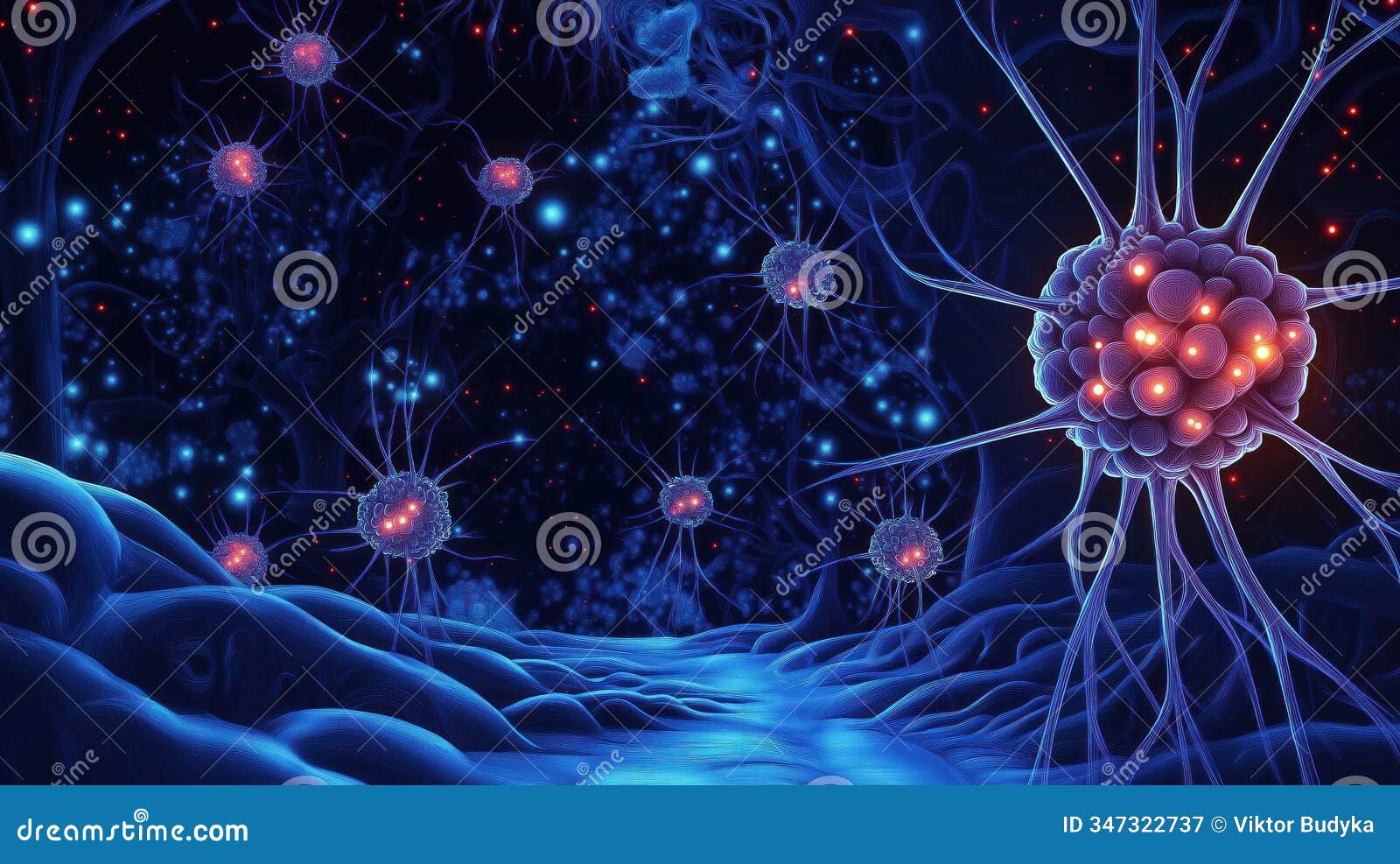 Illustration Shows Complex Nervous System. Brain Cells, Central Nervous ...