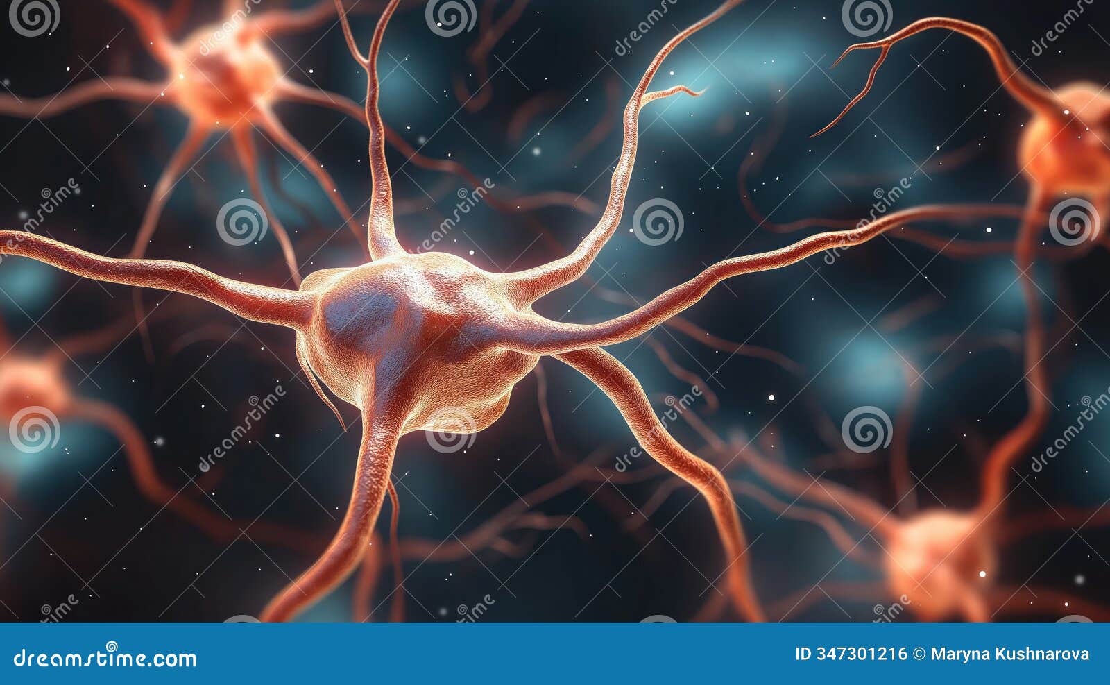 Neuron Tech Structure In Close-up View. Neural Network Shows Sensory ...
