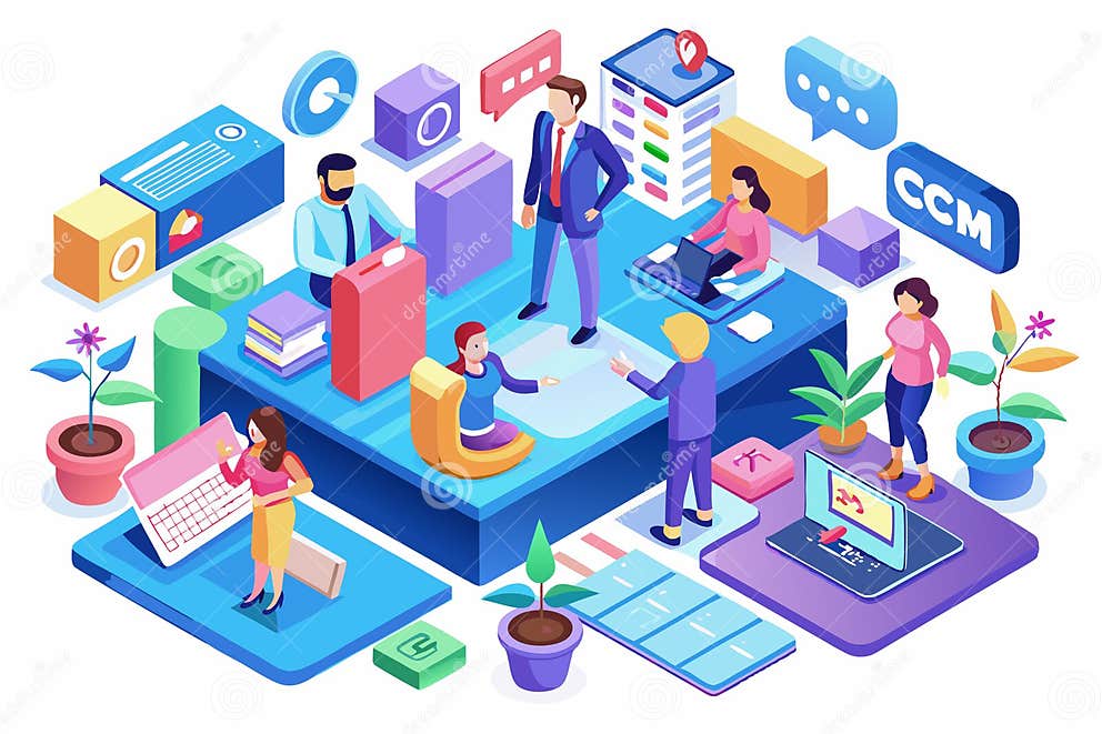 The Illustration Shows a Customizable CRM Platform with Professionals ...