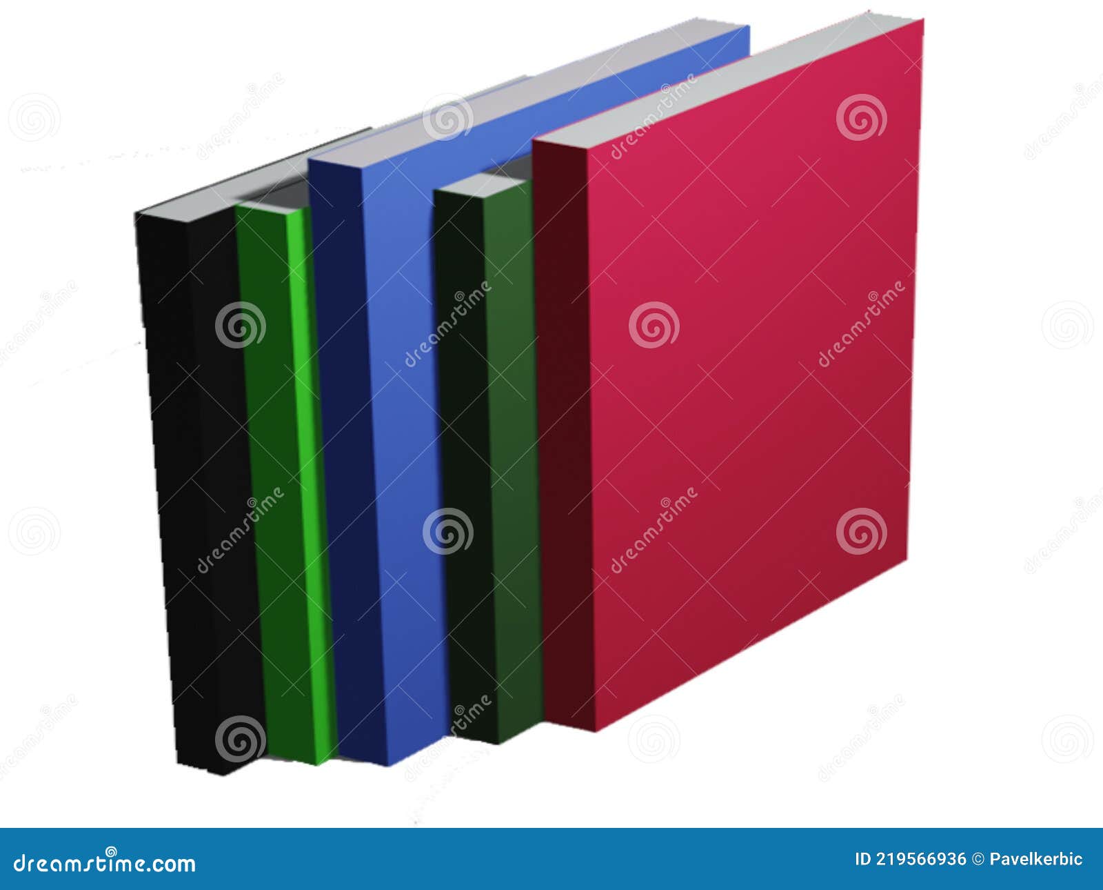 5 Books - 3D - isolated stock illustration. Illustration of background ...