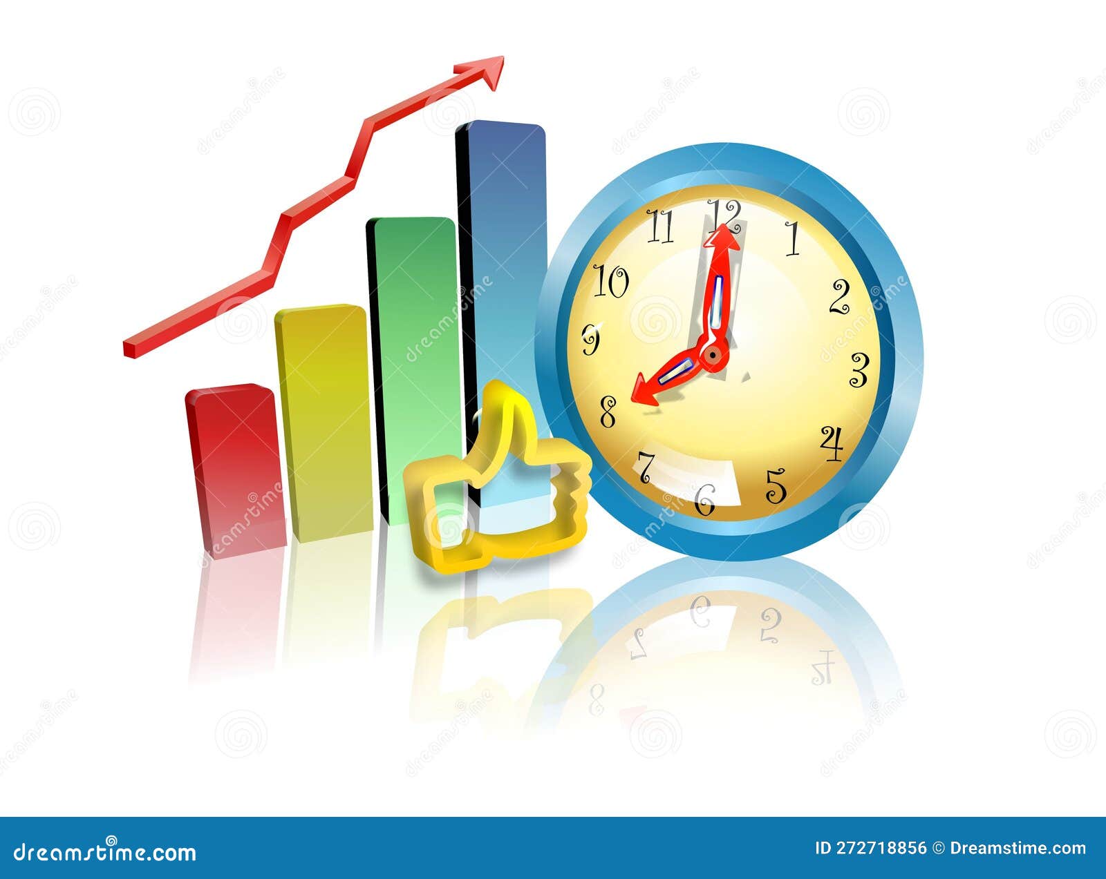 Graph beside Clock with Approval Icon Time and Growth Concept Stock ...