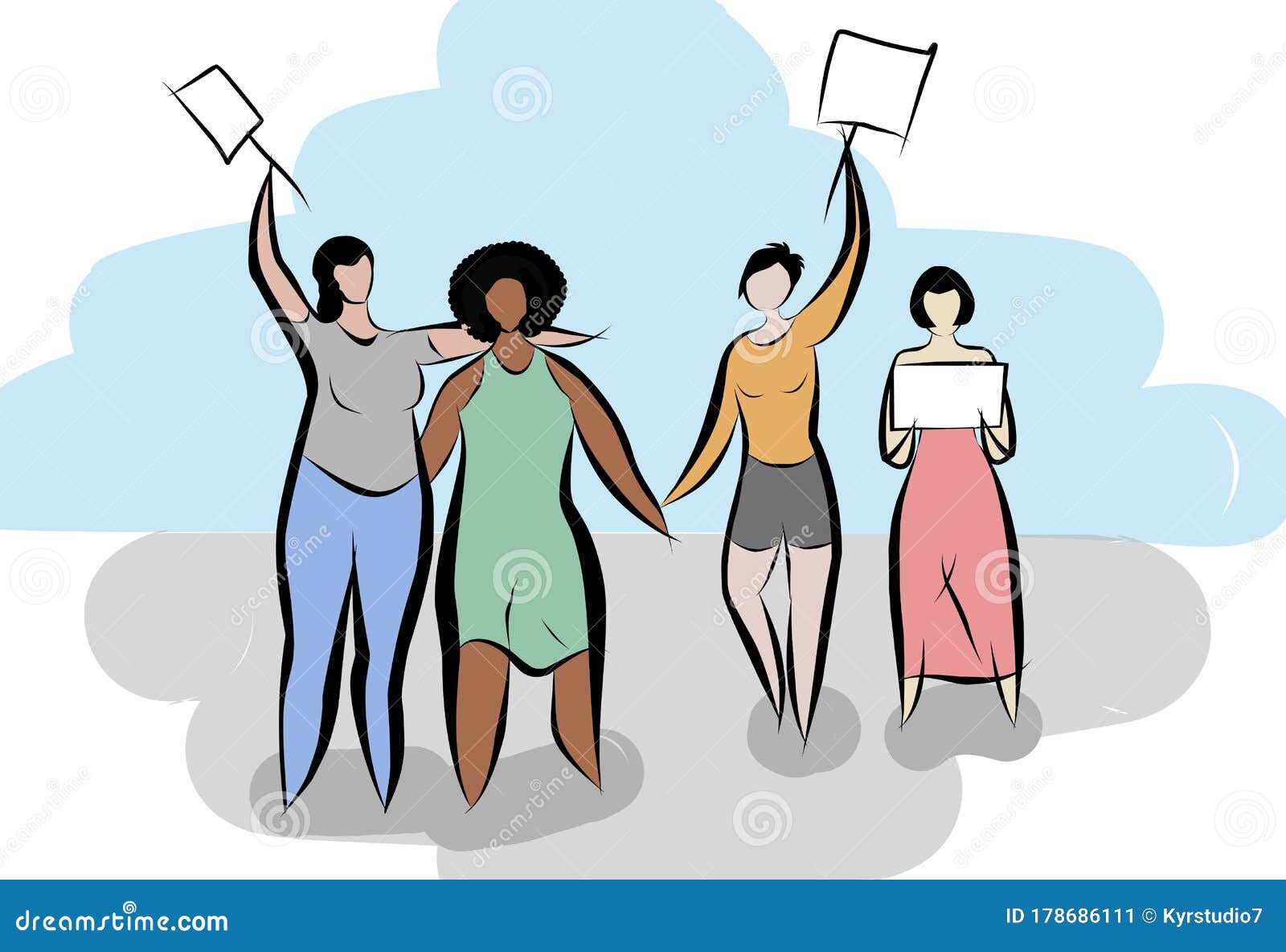 Demonstration Womens Rights Stock Illustration - Illustration of body ...