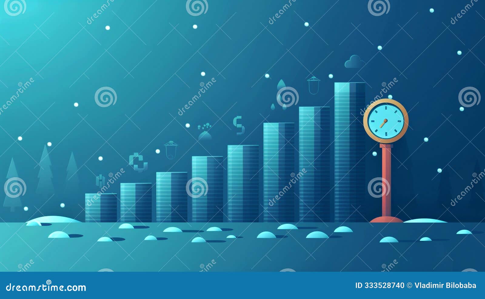 A Visual Representation of Data Growth with a Clock and Seasonal ...