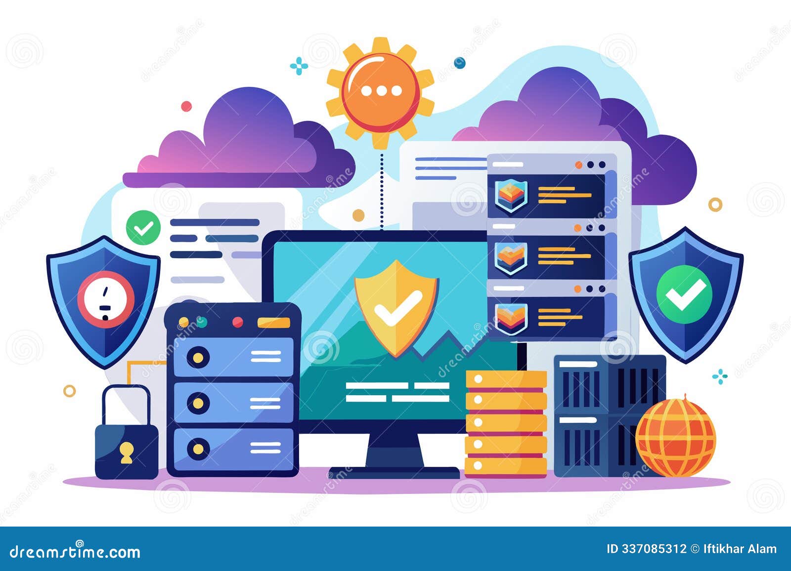 The Illustration Shows Secure Data Storage and Web Hosting Systems with ...