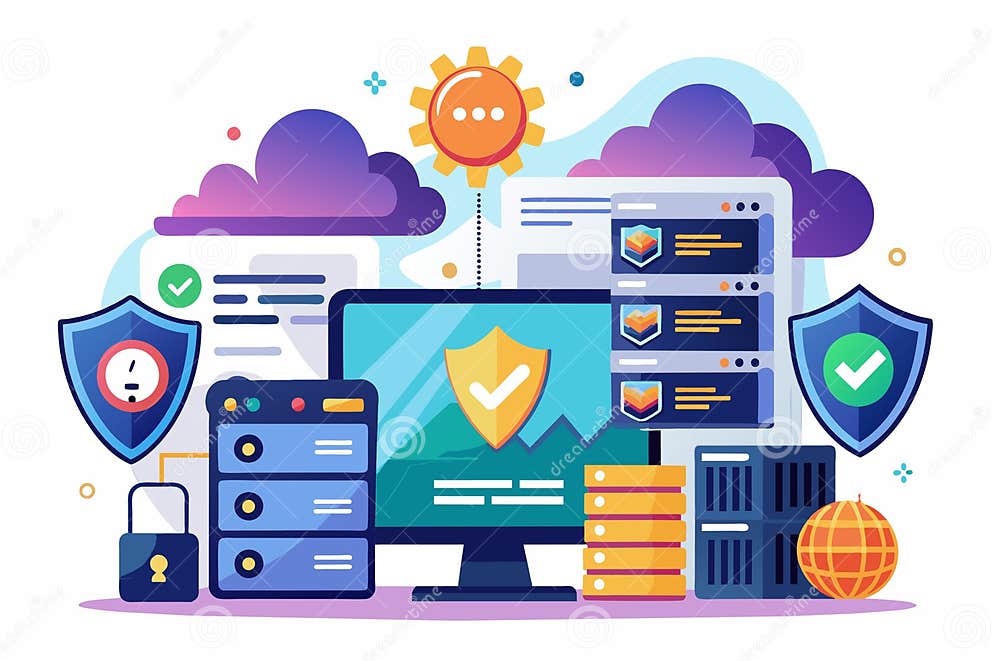 The Illustration Shows Secure Data Storage and Web Hosting Systems with ...