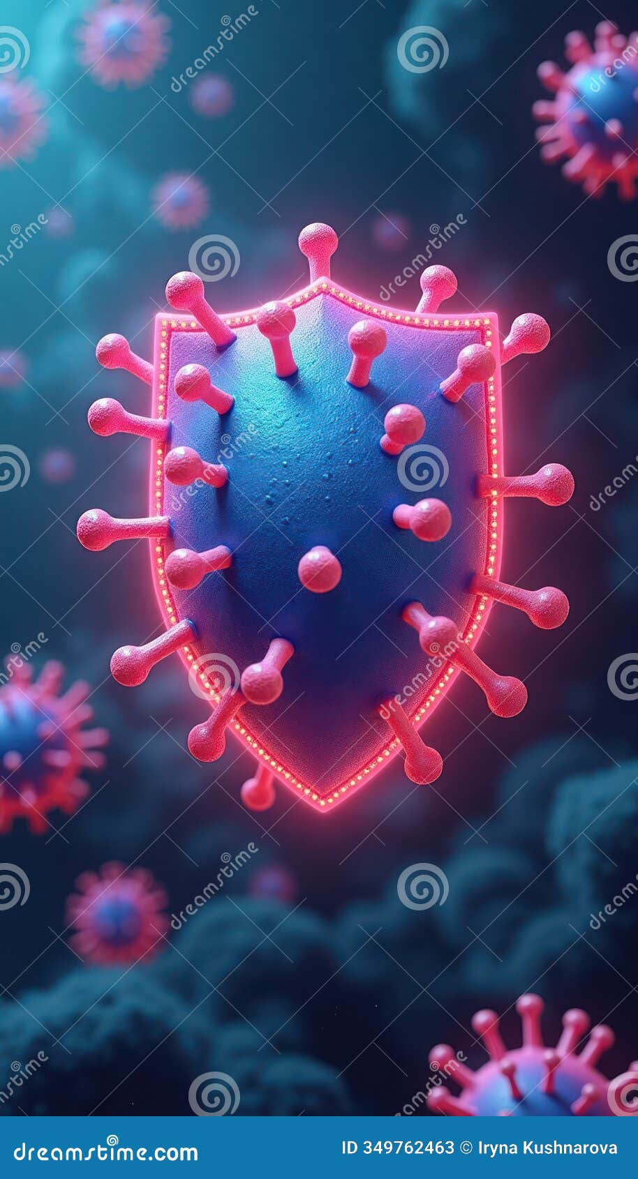 Illustration Shows Virus Protection Shield. 3D Model of Immune System ...