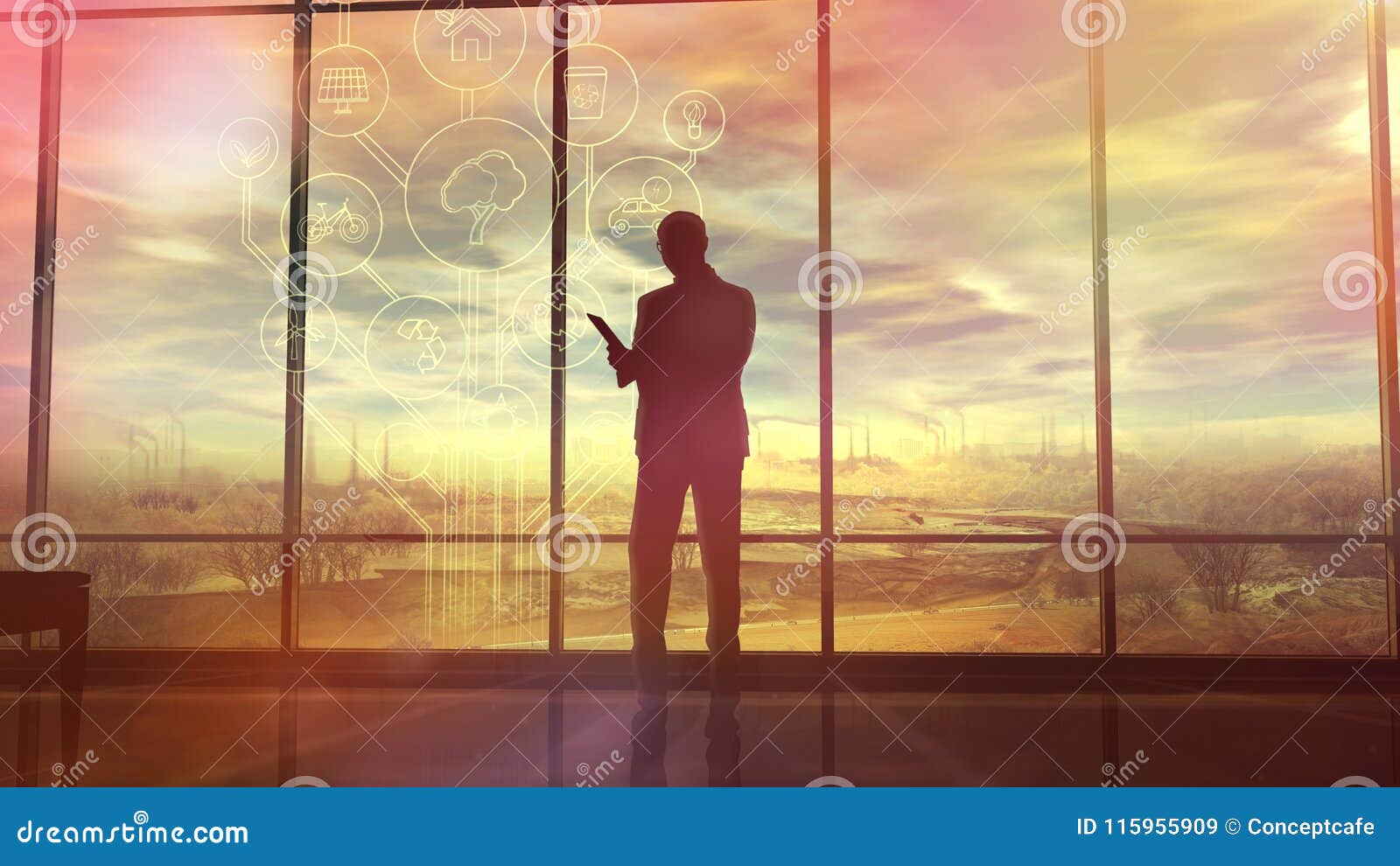 Improve the Environmental Situation, the Silhouette of a Man in the ...