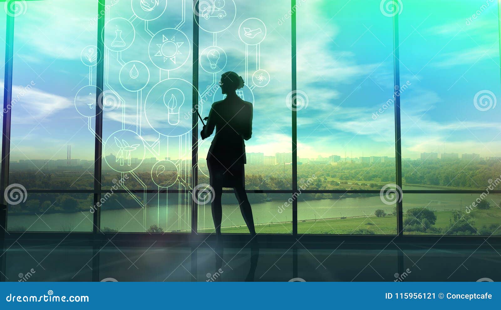 Improve the Environmental Situation, the Silhouette of a Woman in the ...