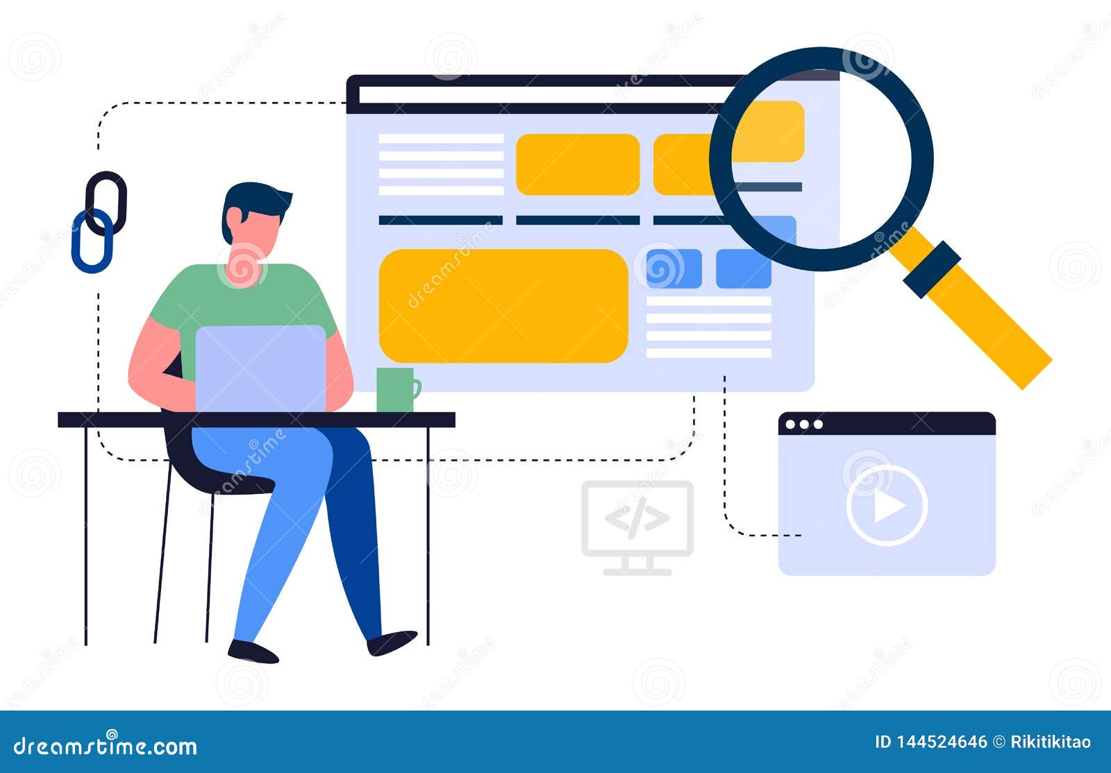 Colourful Illustration about Searching for Information in the Internet ...