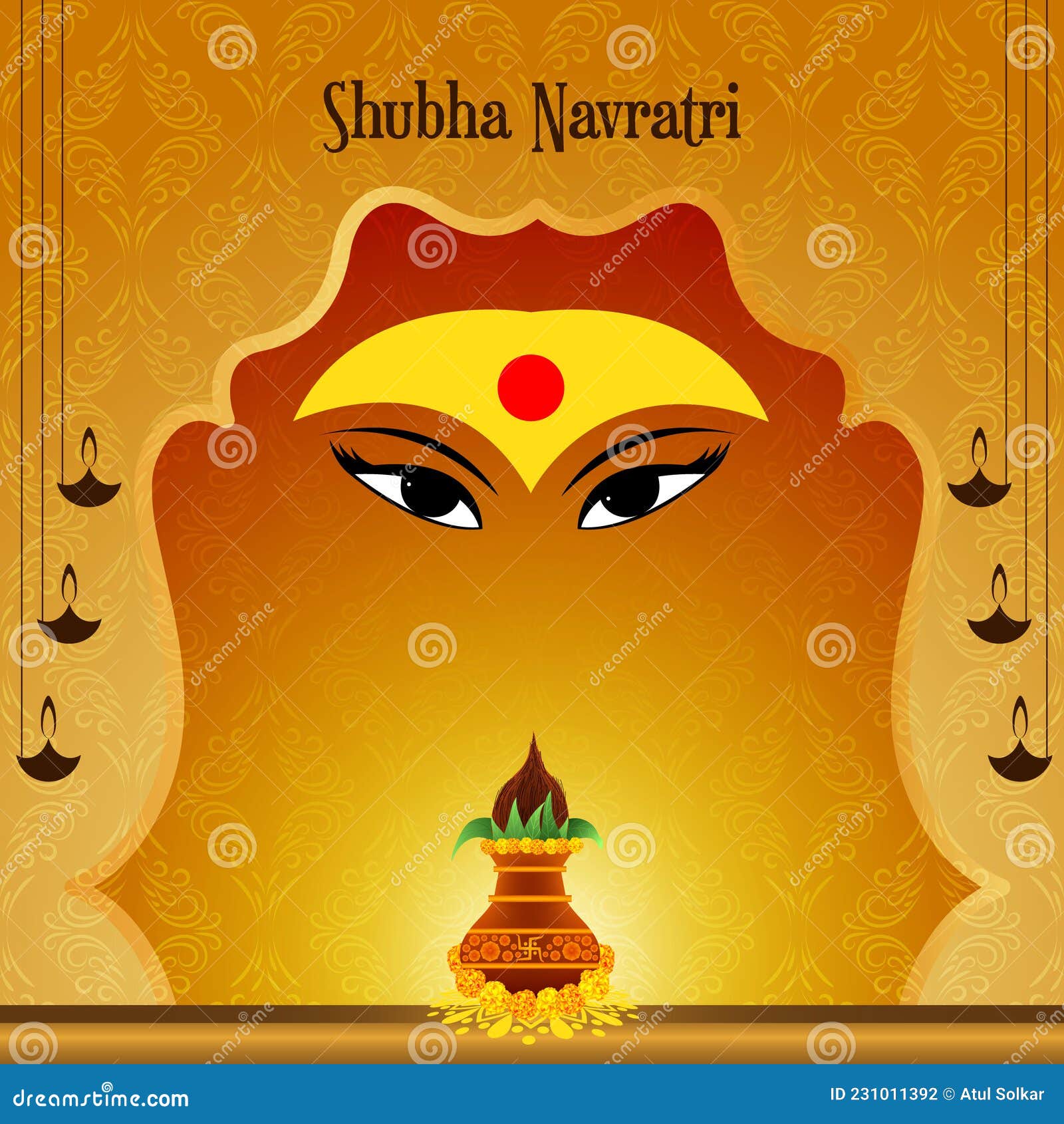 Illustration of Shubh Navratri with Texture Background Stock Vector ...
