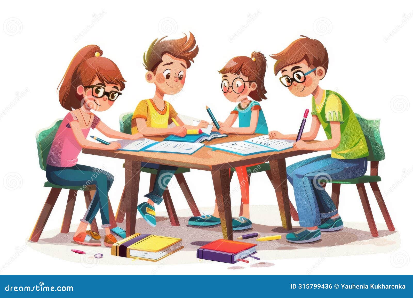 Sibling Study Session stock illustration. Illustration of teamwork ...