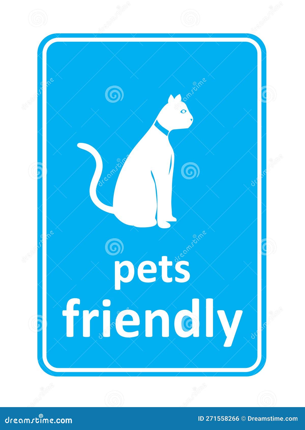 Illustration with a Sign Sticker of a Cat and a Note, Pets Friendly, at ...