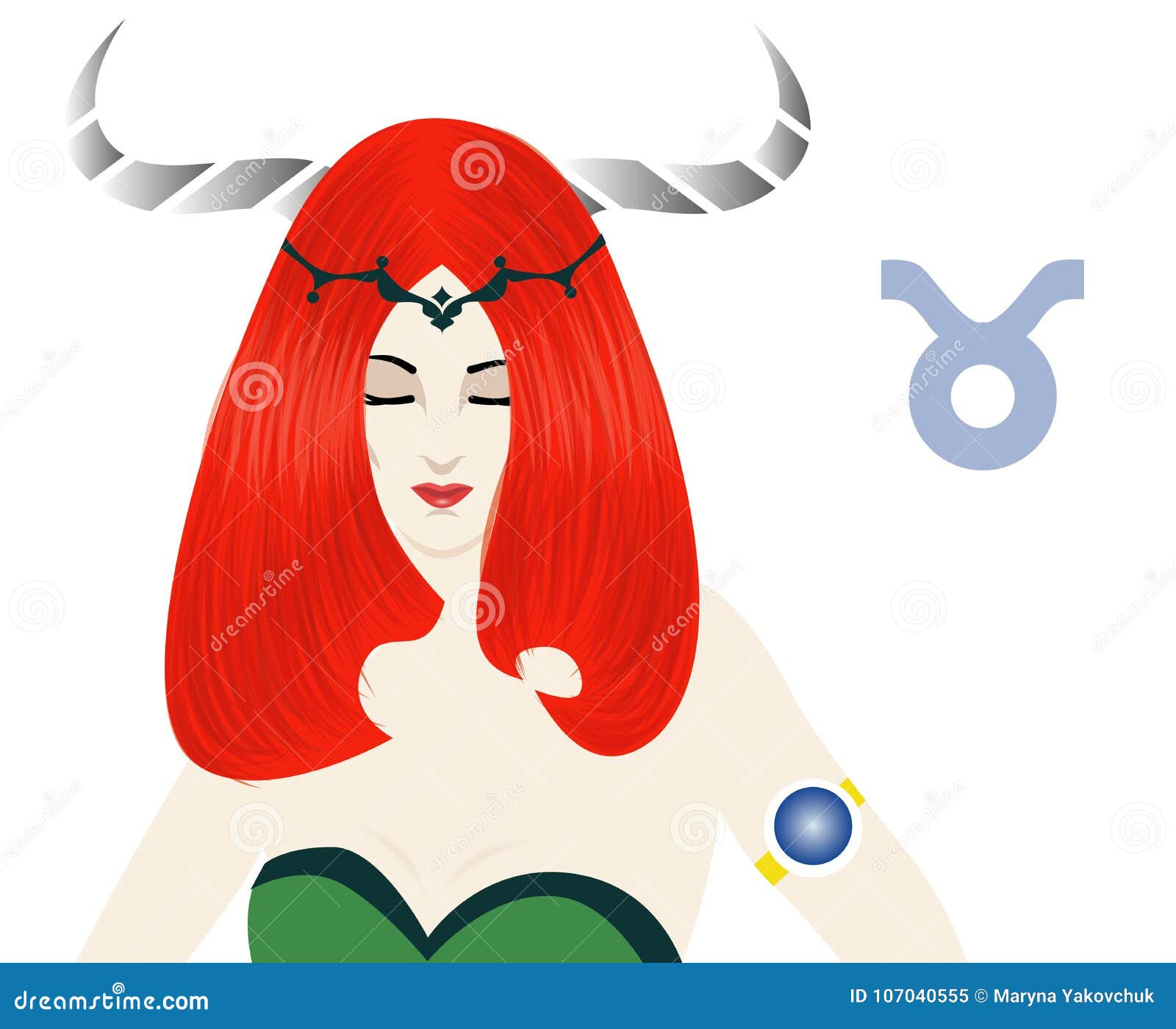 The taurus lady stock vector. Illustration of myth, fortune - 107040555