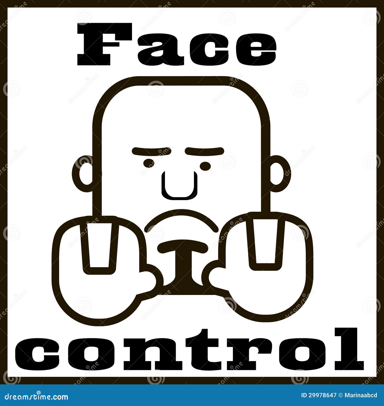 Signboard Face Control in Black and White Stock Illustration ...