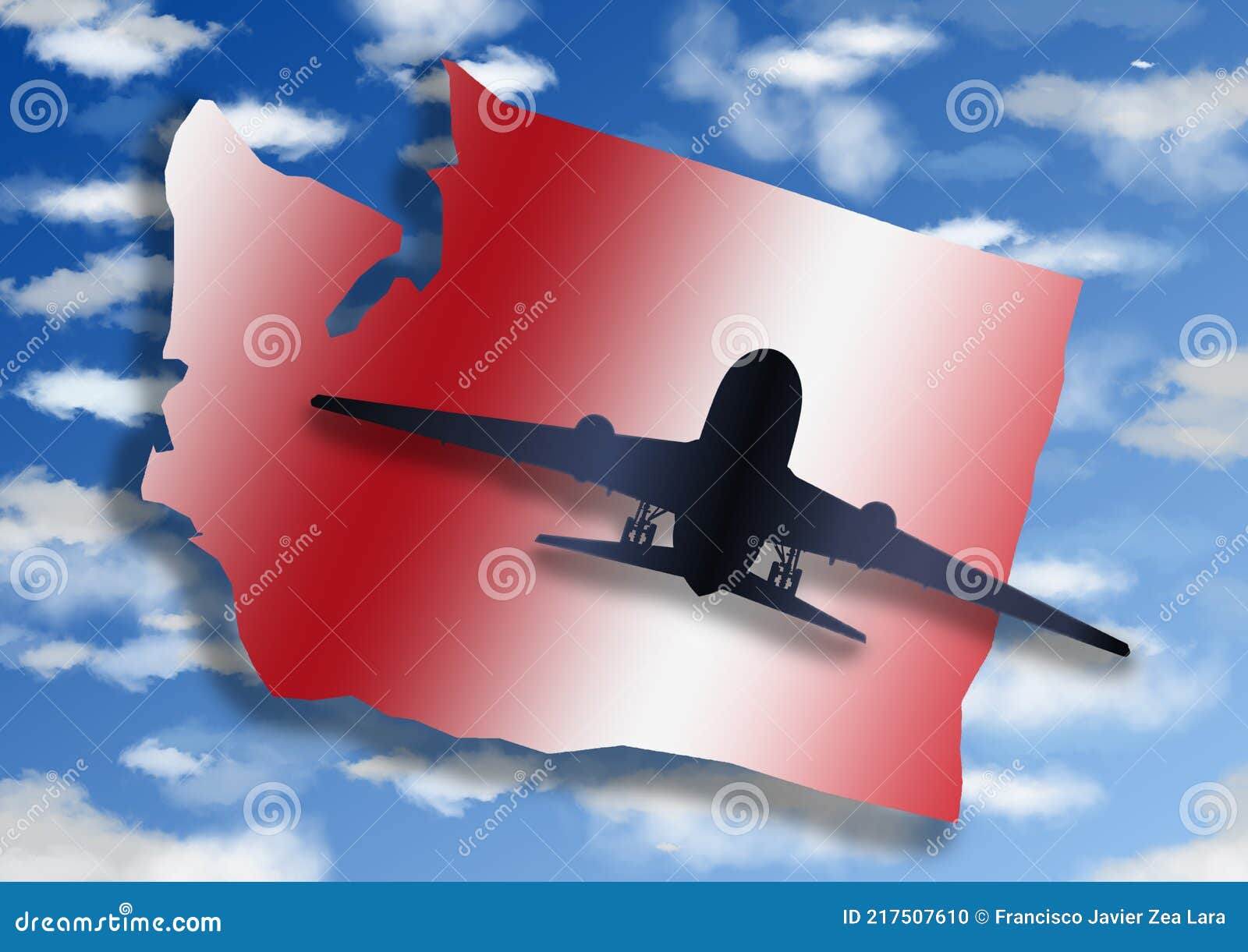 Illustration with the Silhouette of an Airplane and the Map of the ...