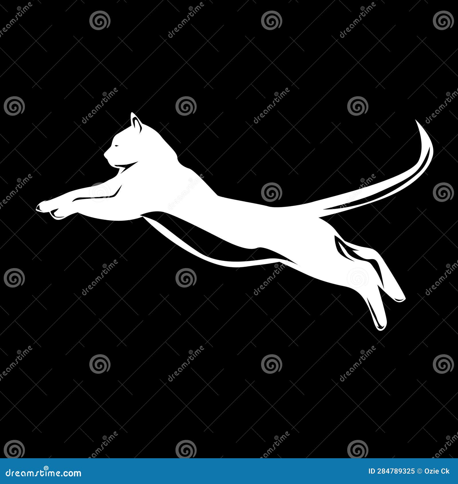 Illustration of a Silhouette of a Cat Jumping from a Height Stock ...