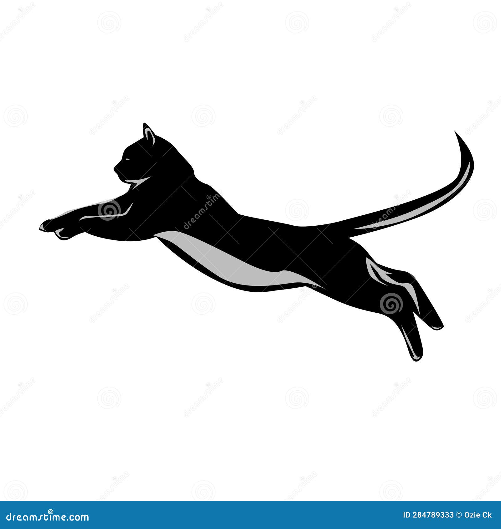 Illustration of a Silhouette of a Cat Jumping from a Height Stock ...