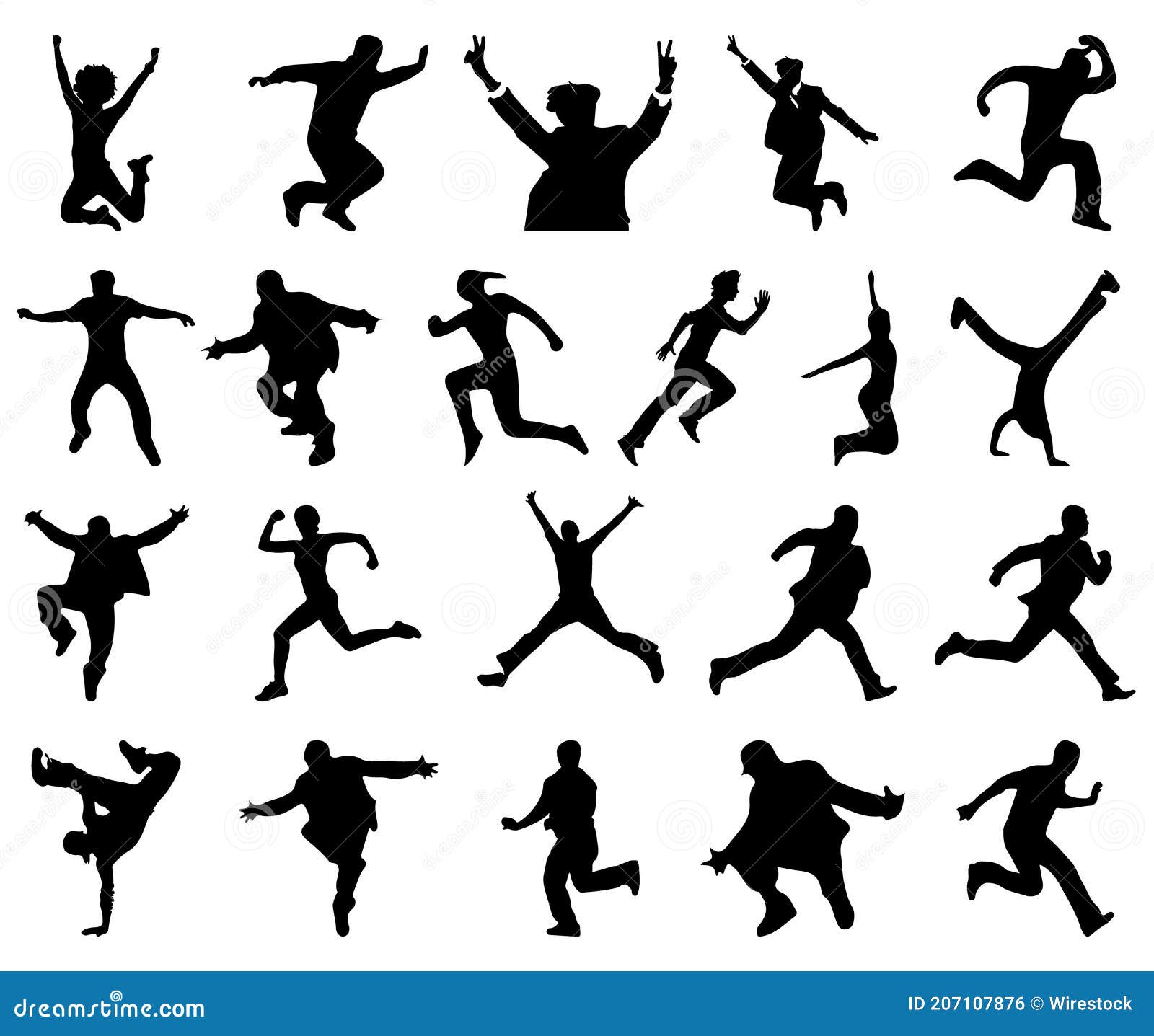 Illustration of Silhouettes of Successful People Expressing Joy and ...