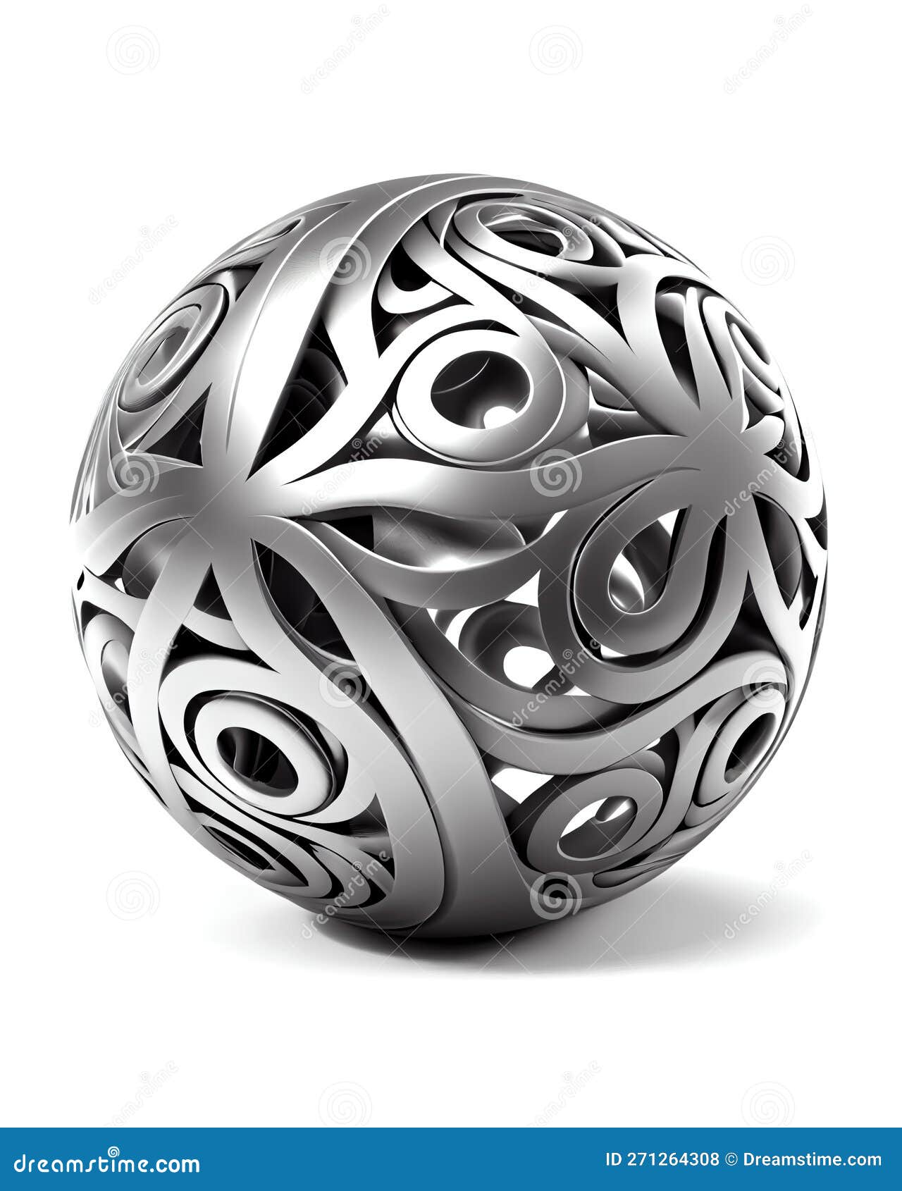 An Illustration of Silver Decorative Ornate Sphere, Humanly Enhanced AI ...