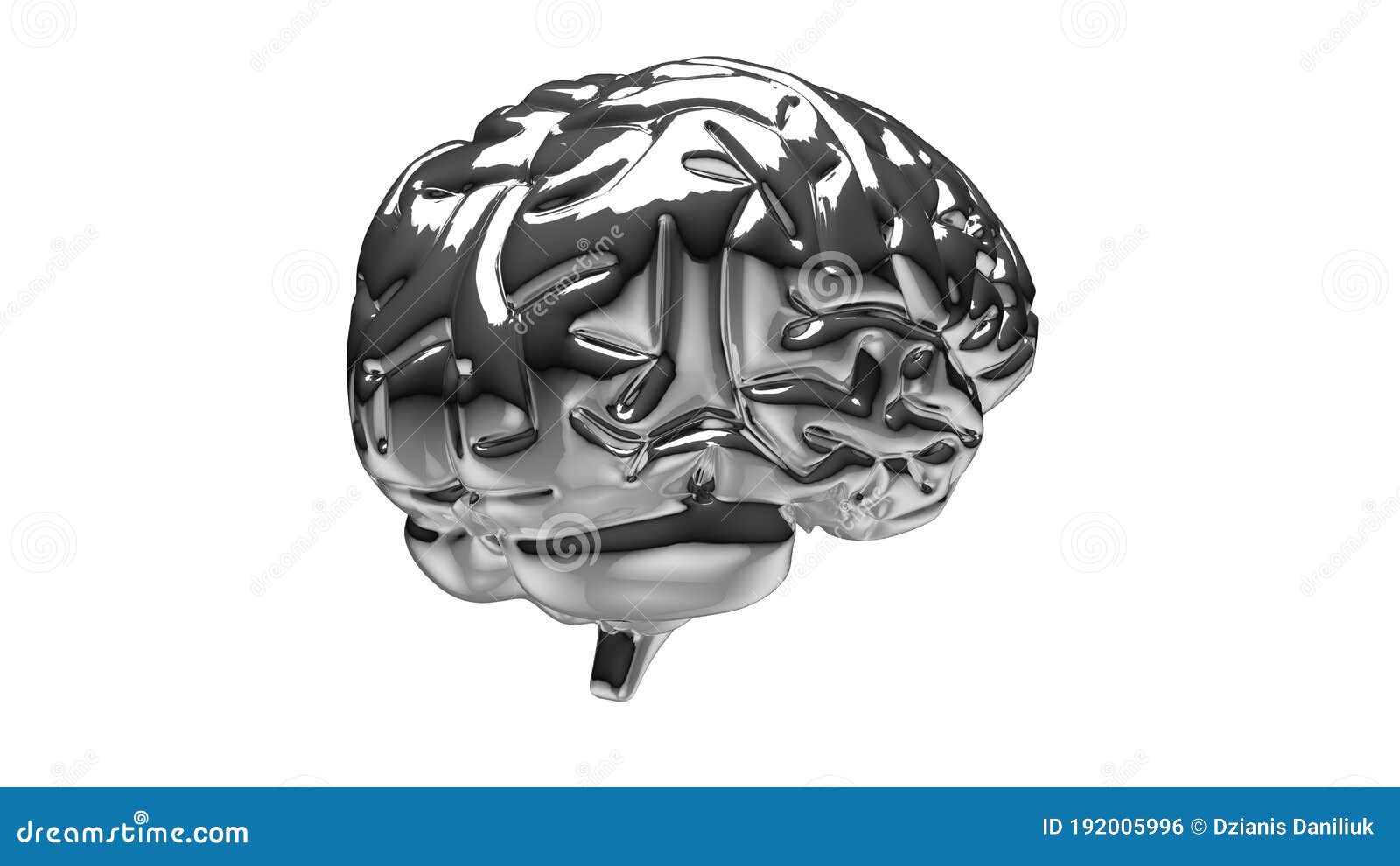 Silver Brain Illustration 3d Model Stock Illustration - Illustration of ...